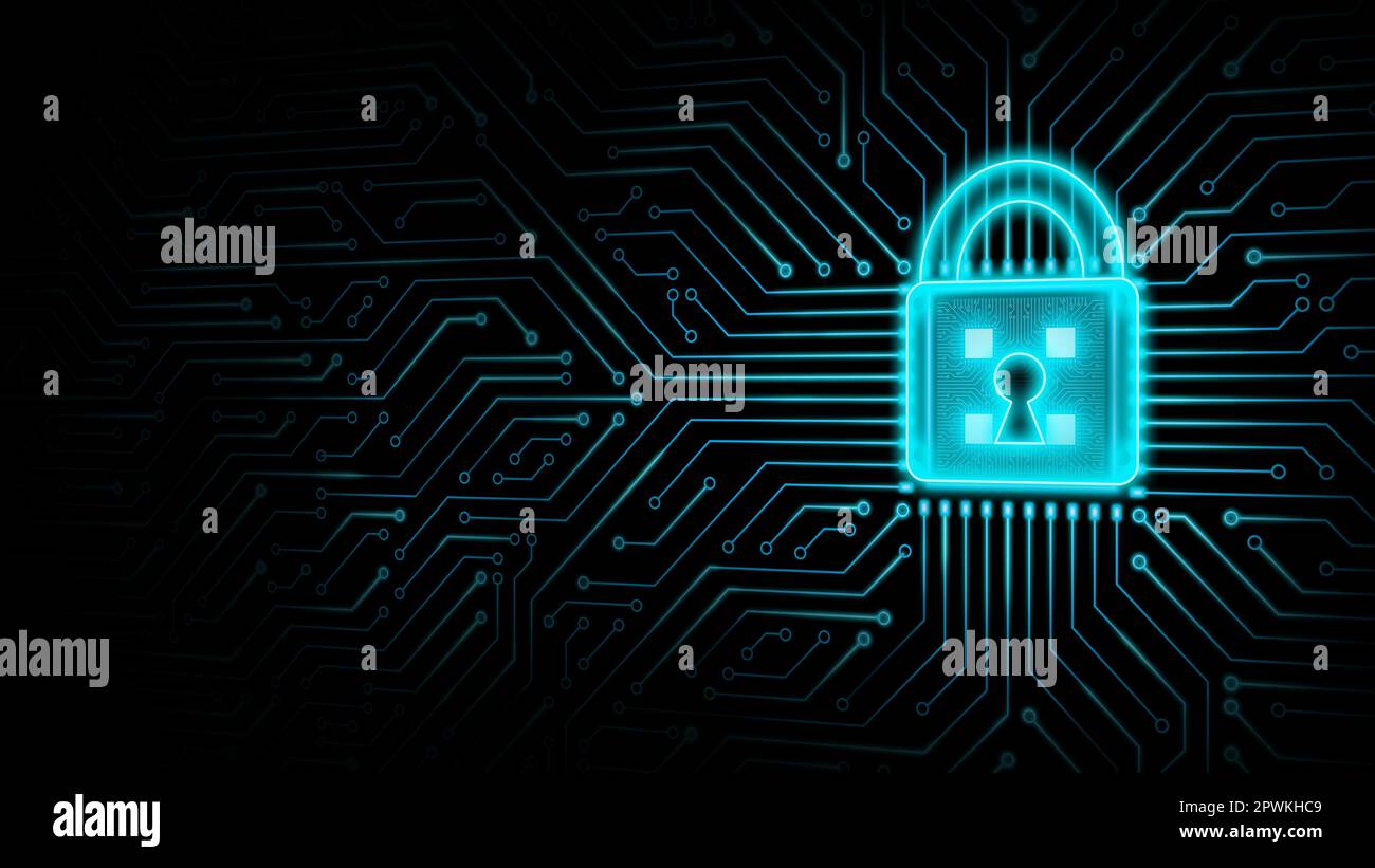 Cyber Security Concept Circuit Board With Closed Padlock Icon On It