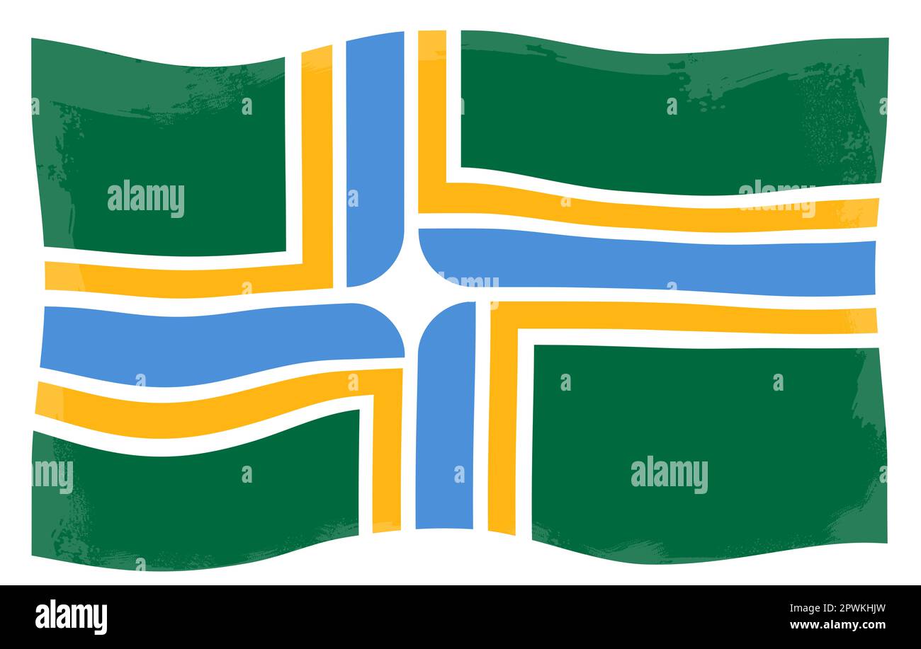 The flag as adopted by the city of Portland fluttering Stock Photo - Alamy