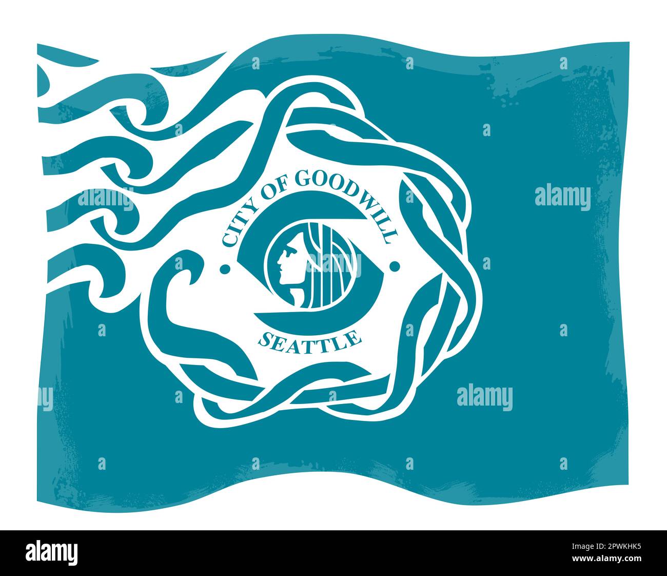 The flag as adopted by the city of Seattle waving in the wind Stock ...