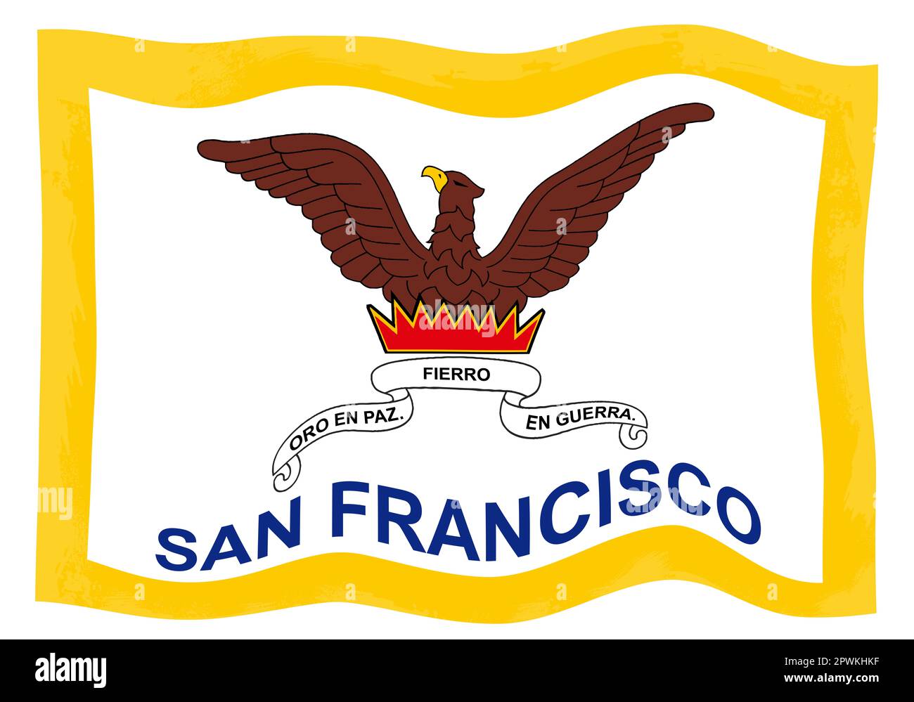 The flag as adopted by the city of San Francisco waving in the breeze ...