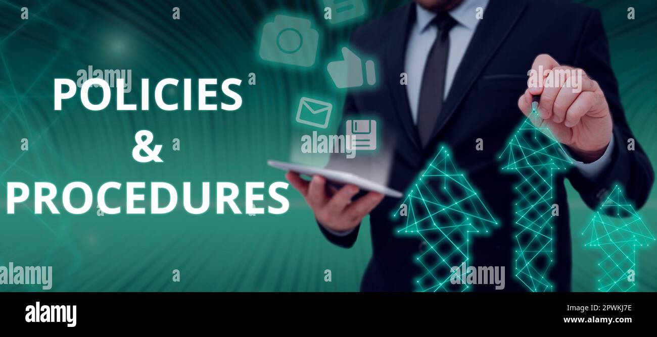 Text showing inspiration Policies Procedures, Concept meaning list of ...