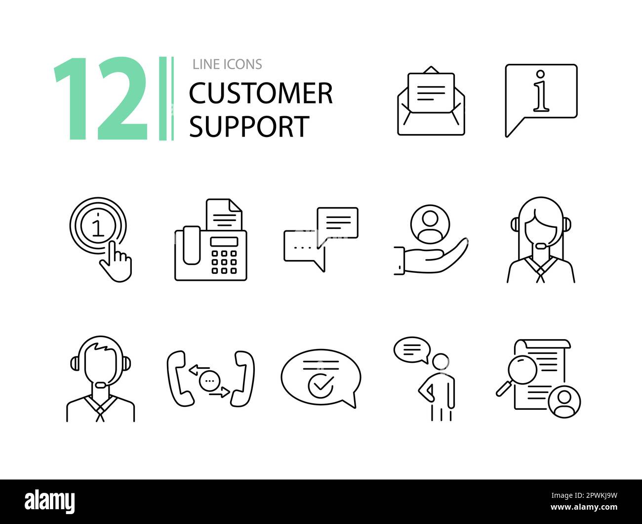 Customer support line icon set Stock Vector Image & Art - Alamy