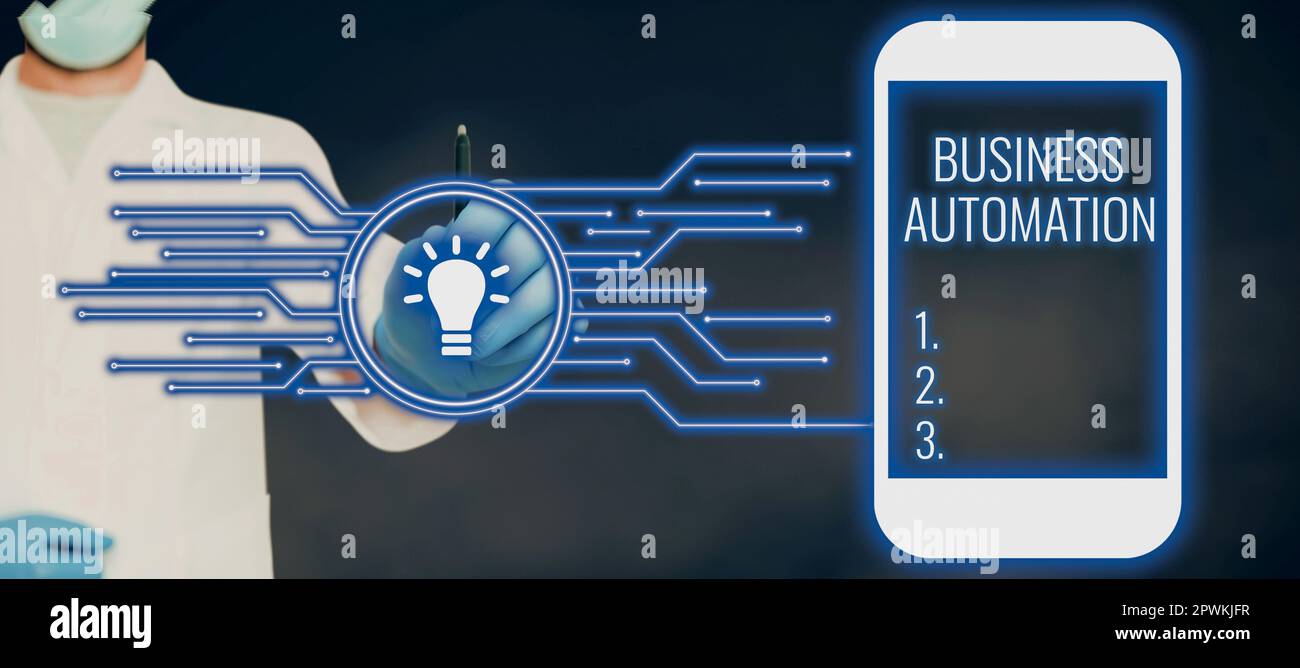 Text showing inspiration Business Automation, Business showcase for Digital Transformation ...