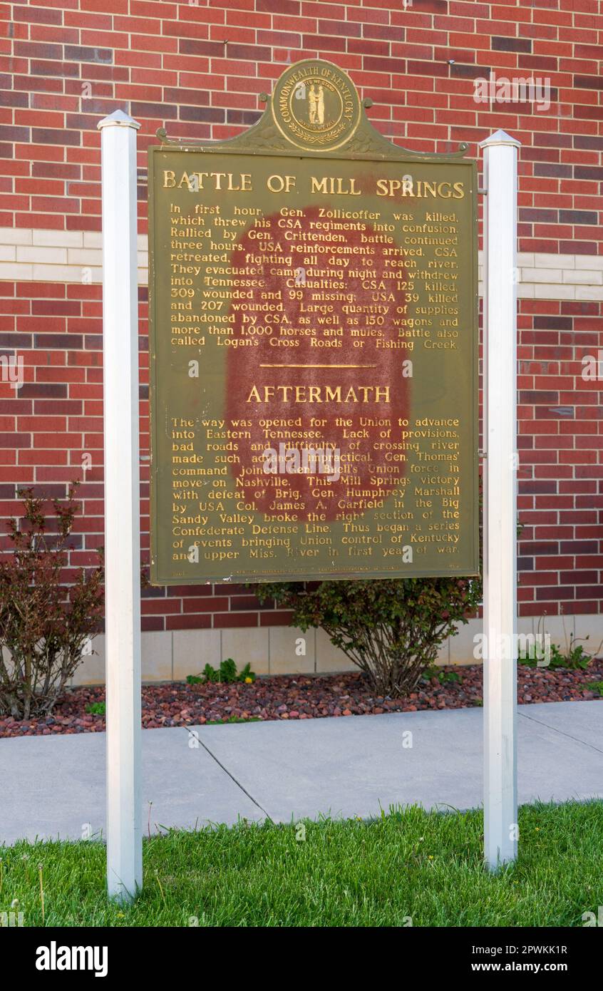 Welcome Signs at Mill Springs Battlefield Stock Photo - Alamy