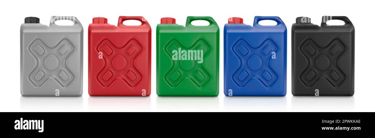 set of blank packaging plastic gallon isolated on white background with ...