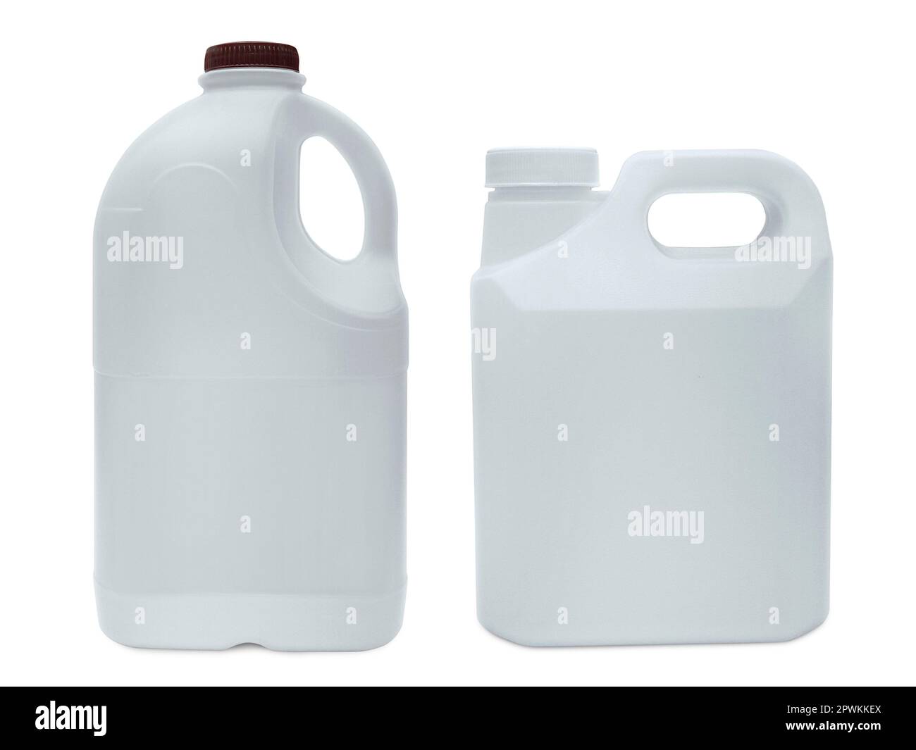 White plastic jerry can is isolated on a white background Stock Photo ...