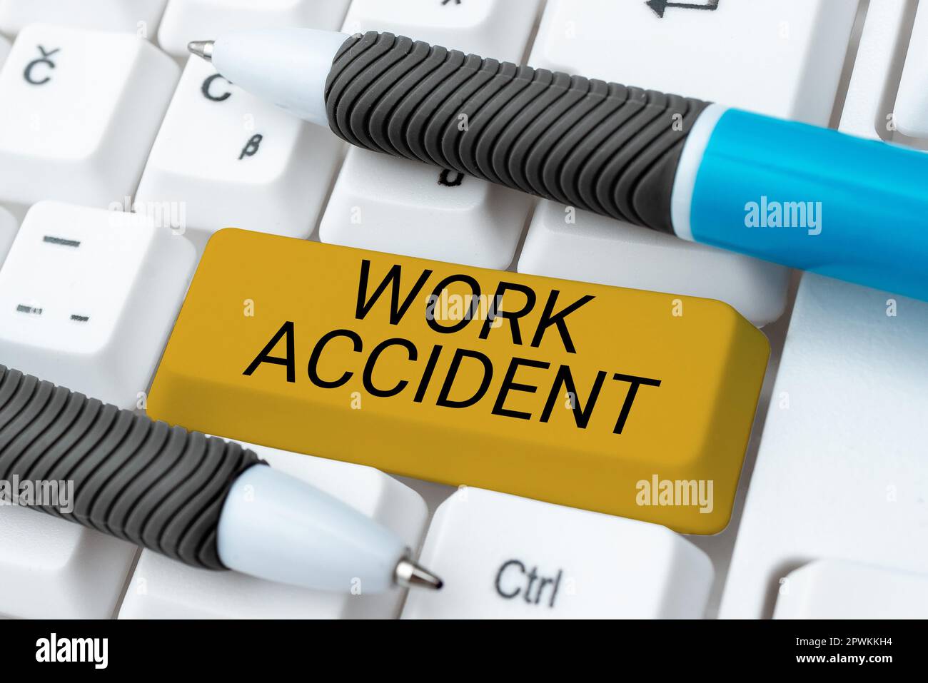 Text caption presenting Work Accident, Internet Concept Mistake Injury ...