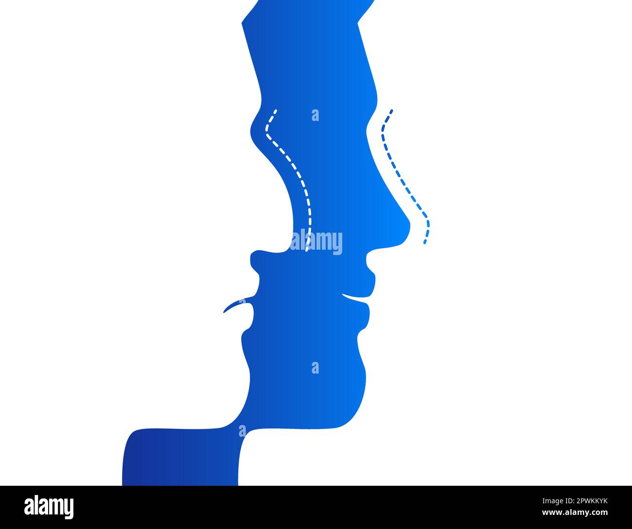 Man with crooked and straight nose and different emotions. Nose ...