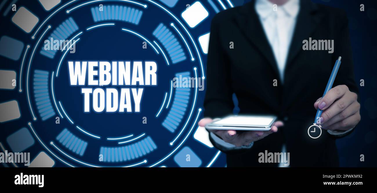 Writing displaying text Webinar Today, Business concept live online ...