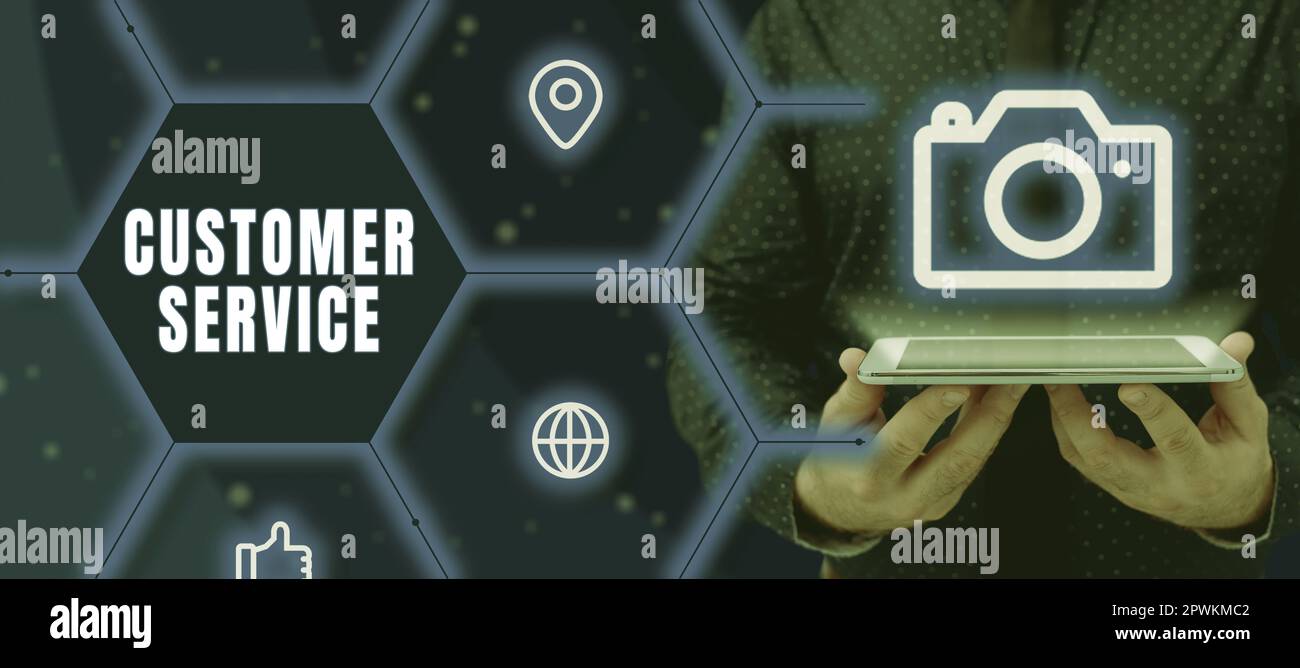 Conceptual caption Customer Service, Concept meaning process of ensuring customer satisfaction ...