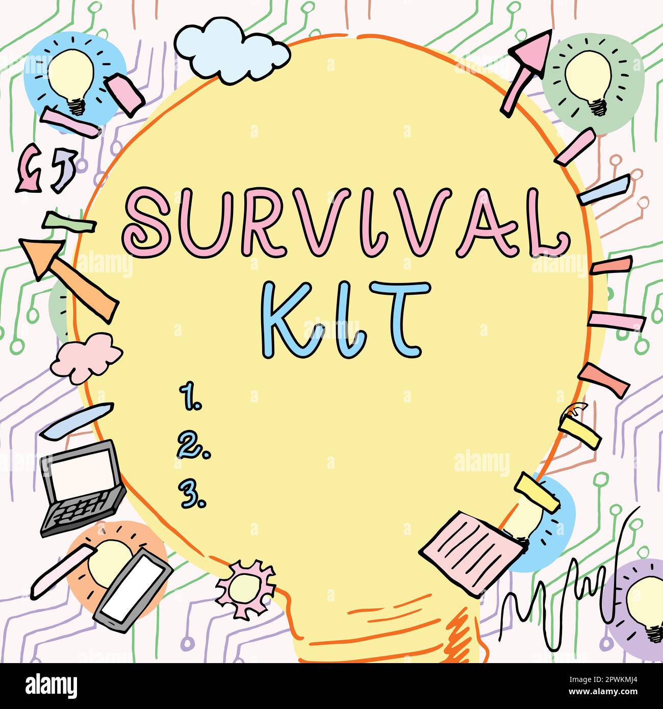 Conceptual display Survival Kit, Business approach Emergency Equipment ...