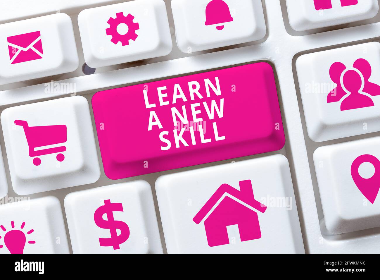 Text caption presenting Learn A New Skill, Business showcase ...