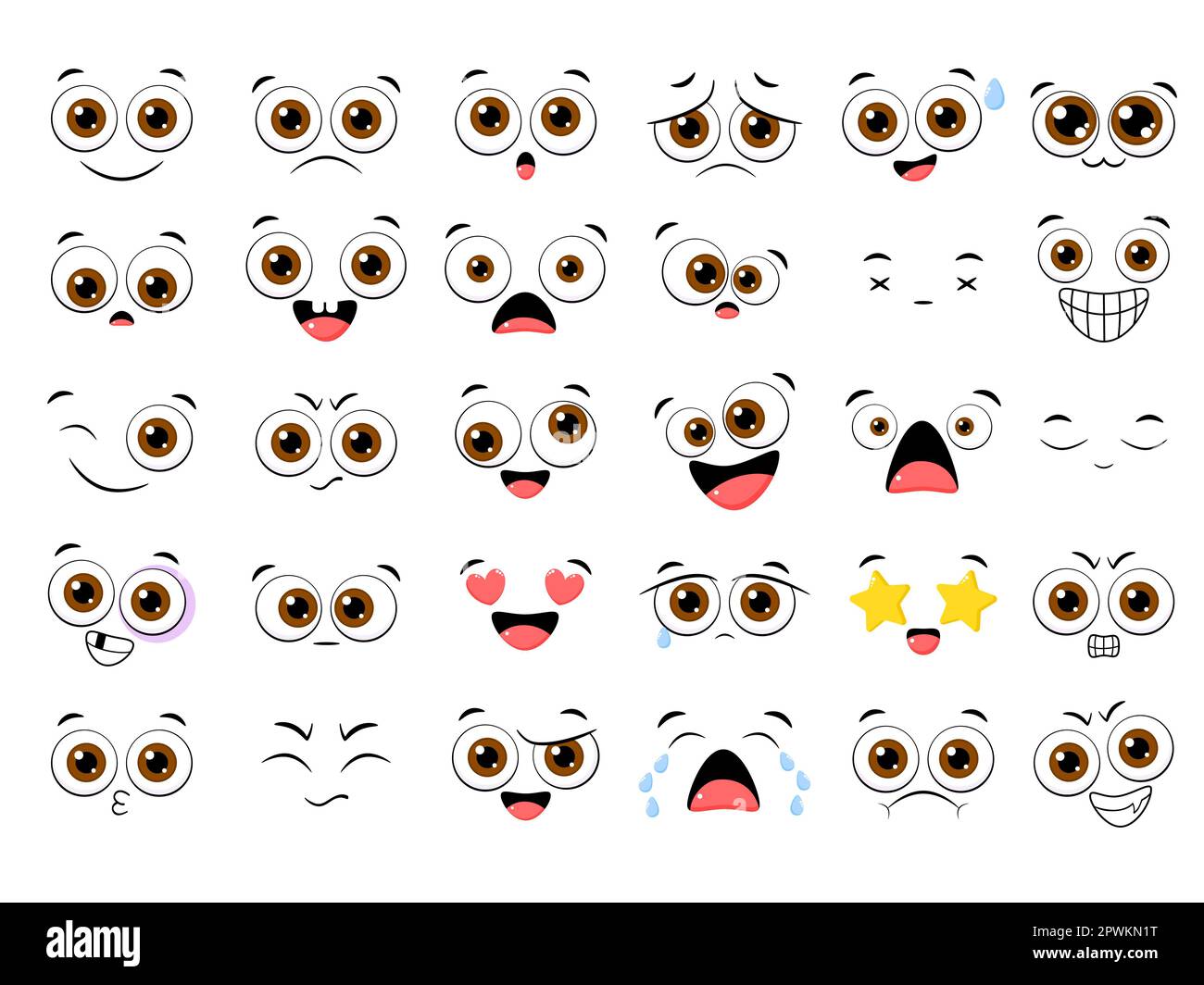 Collection of emoticons with different mood. Set of volumetric cartoon ...