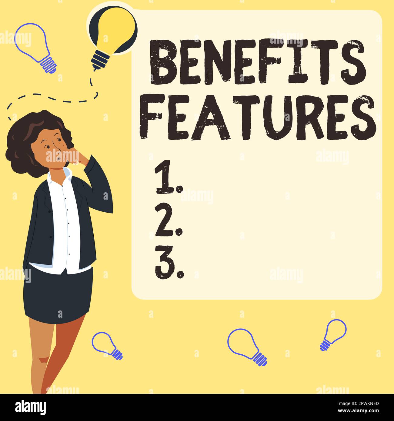 Conceptual display Benefits Features, Business idea Making a product ...