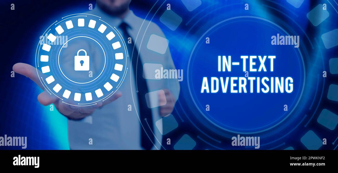 Text sign showing In Text Advertising, Business showcase advertisement ...