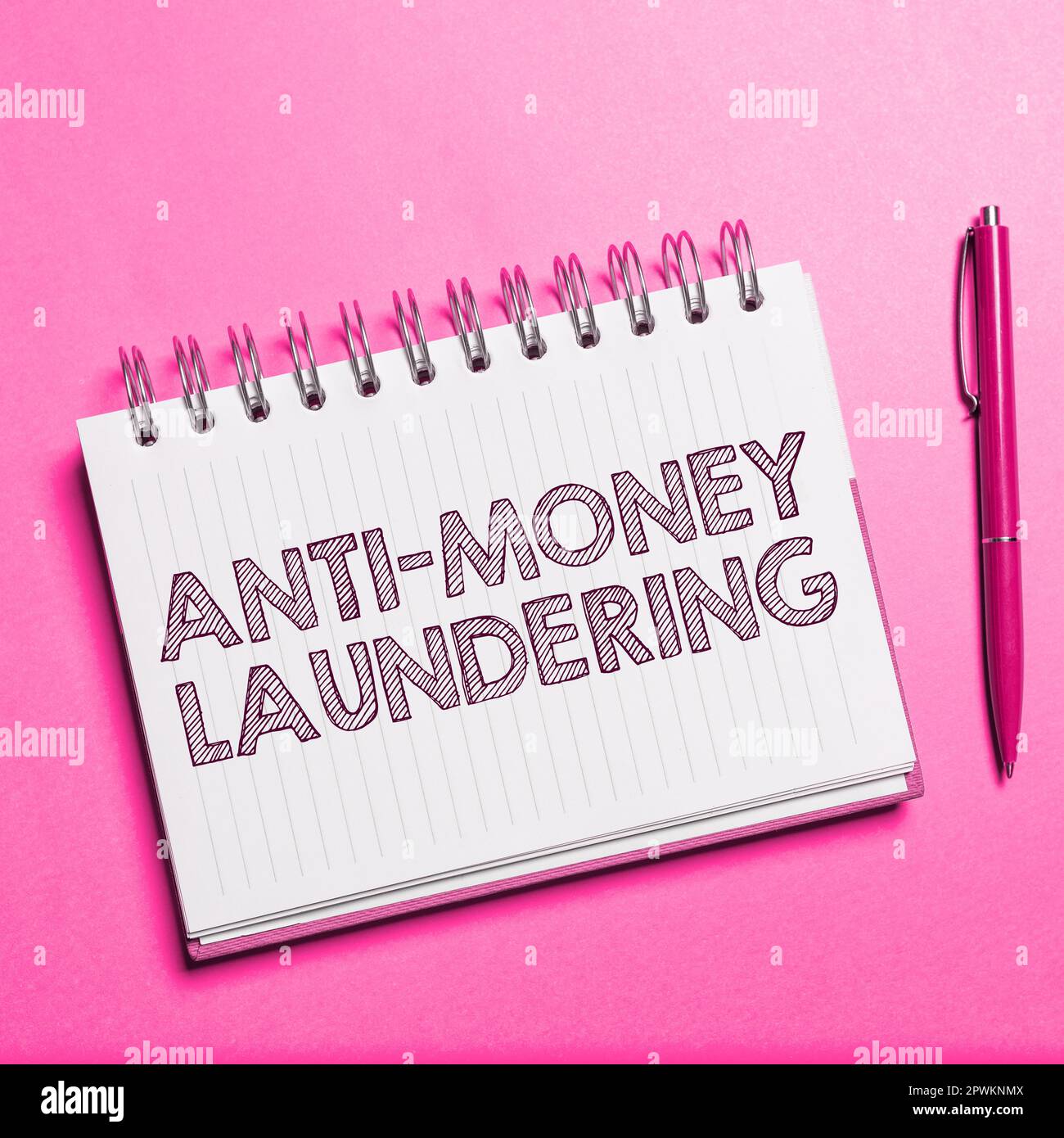 Conceptual caption Anti Money Laundering, Business overview stop ...