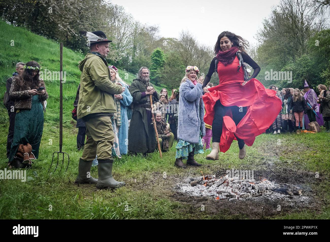 Glastonbury, UK. 1st May 2023. Beltane celebrations and blessings with ...
