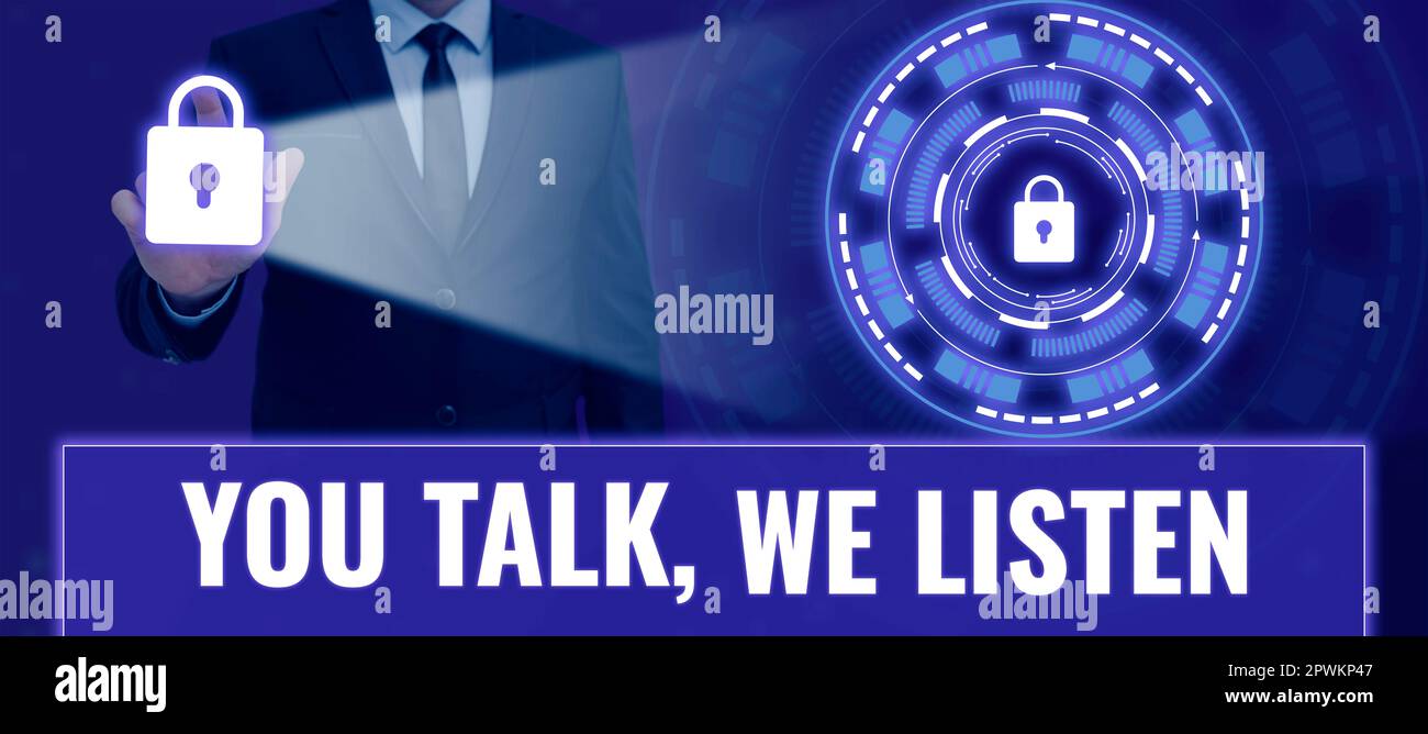 Text caption presenting You Talk, We Listen, Business concept Two Way ... Text caption presenting You Talk, We Listen, Business concept Two Way ...