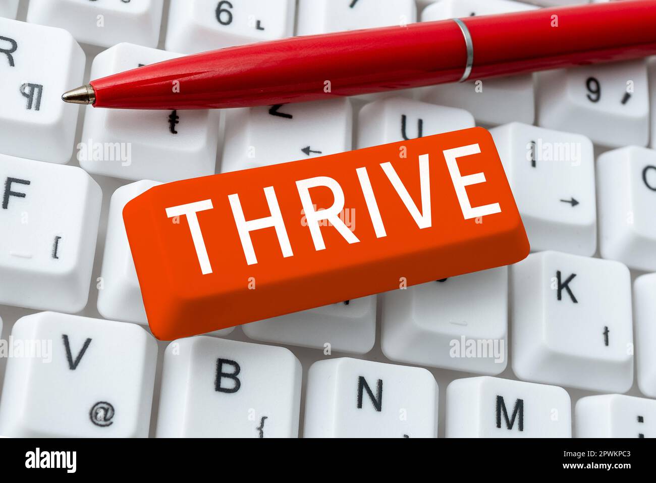 Hand writing sign Thrive, Internet Concept Think positively Continue to ...