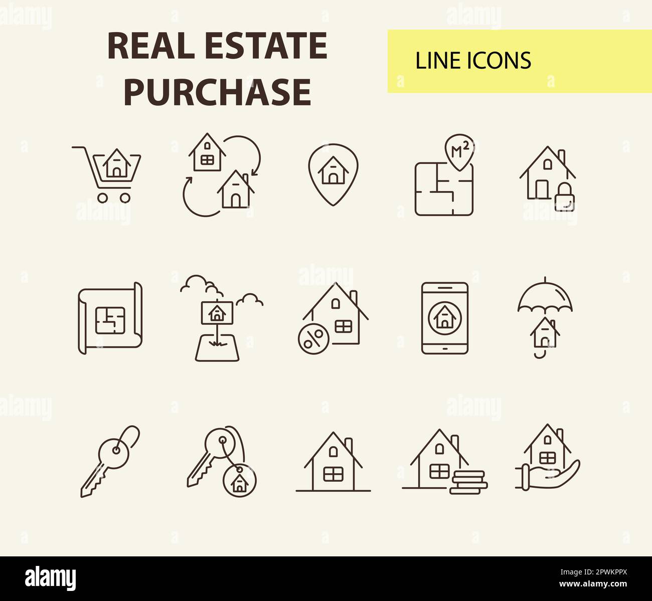 Real estate purchase line icon set Stock Vector Image & Art - Alamy
