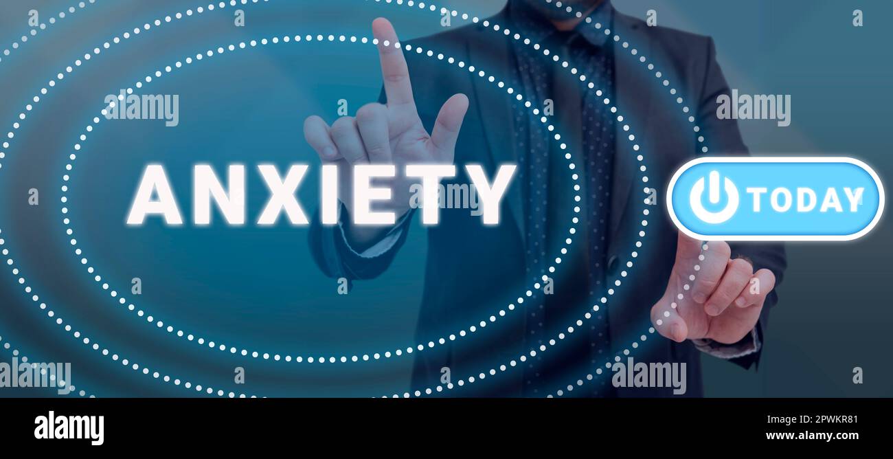 Text showing inspiration Anxiety, Word Written on Excessive uneasiness ...