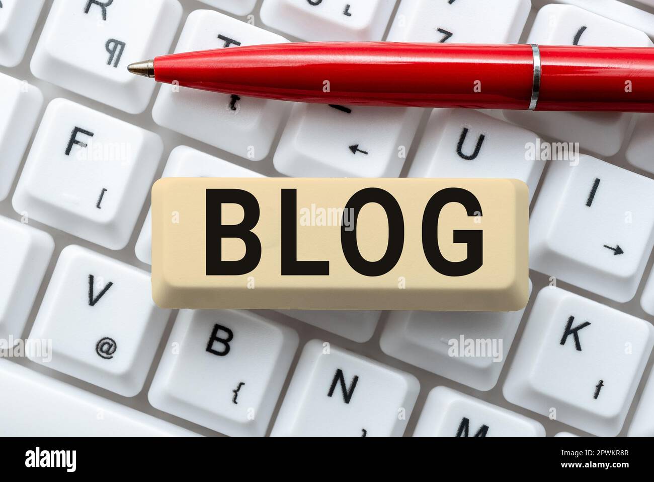 Text sign showing Blog, Business approach A regularly updated website web page written in ...