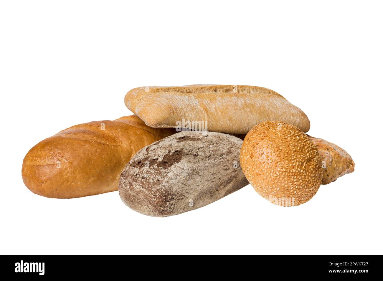 Homemade natural breads. Different kinds of fresh bread isolated on ...