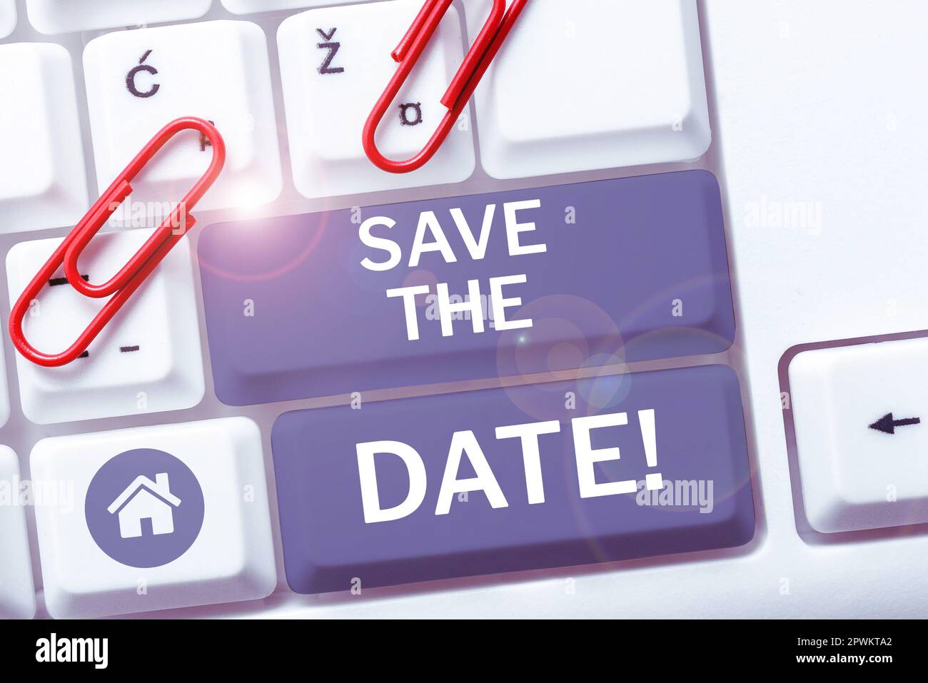 Hand writing sign Save The Date, Concept meaning Remembering the schedule Mark the calendar ...