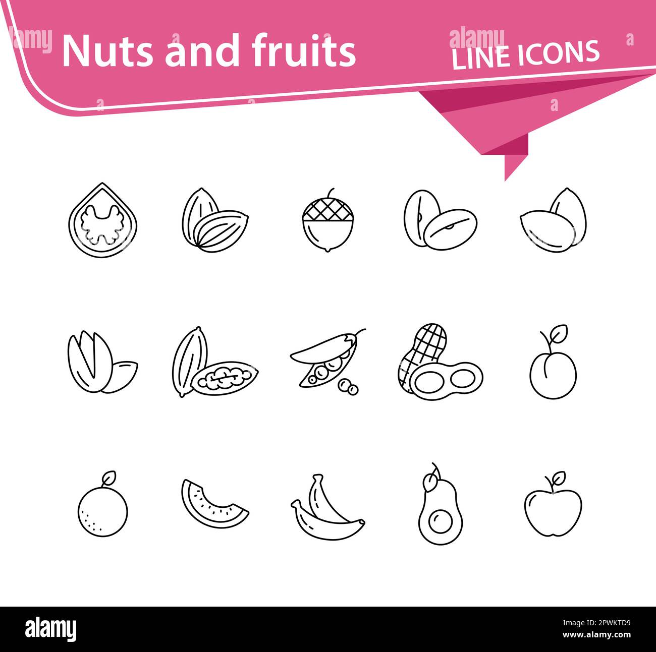 Nuts and fruits icons Stock Vector Image & Art - Alamy