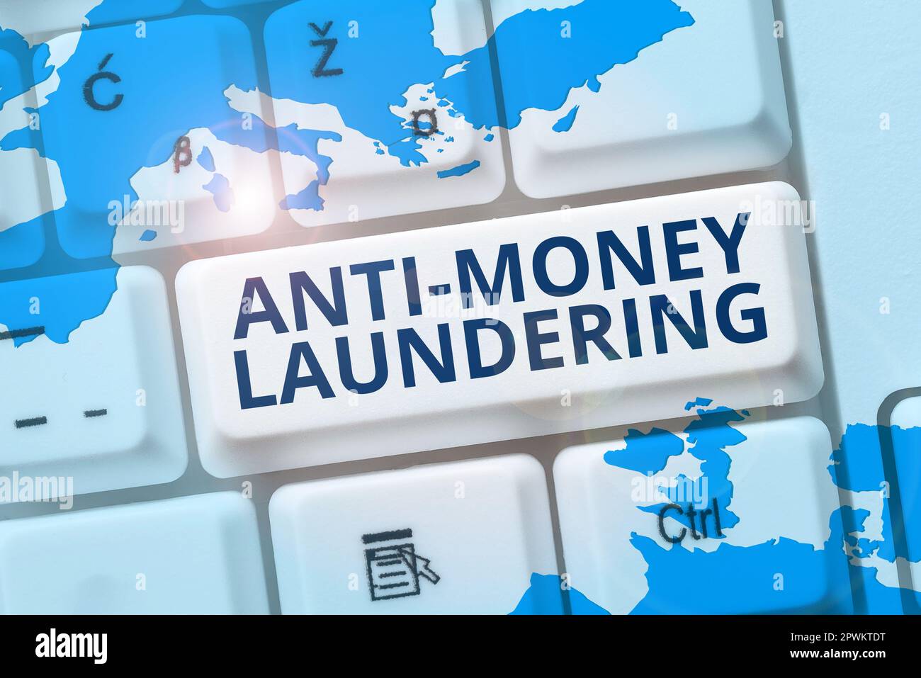 Handwriting text Anti Money Laundering, Business concept stop ...