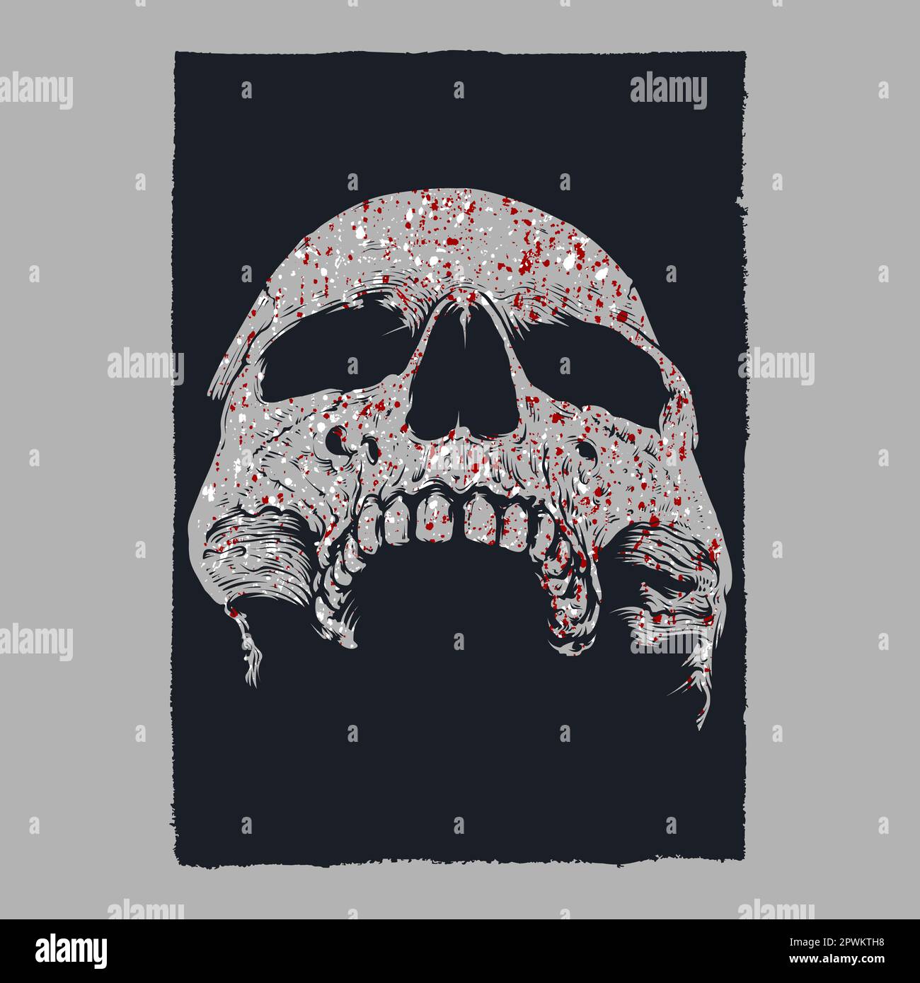 Bloody skull and bone poster design with gritty texture. Editable ...