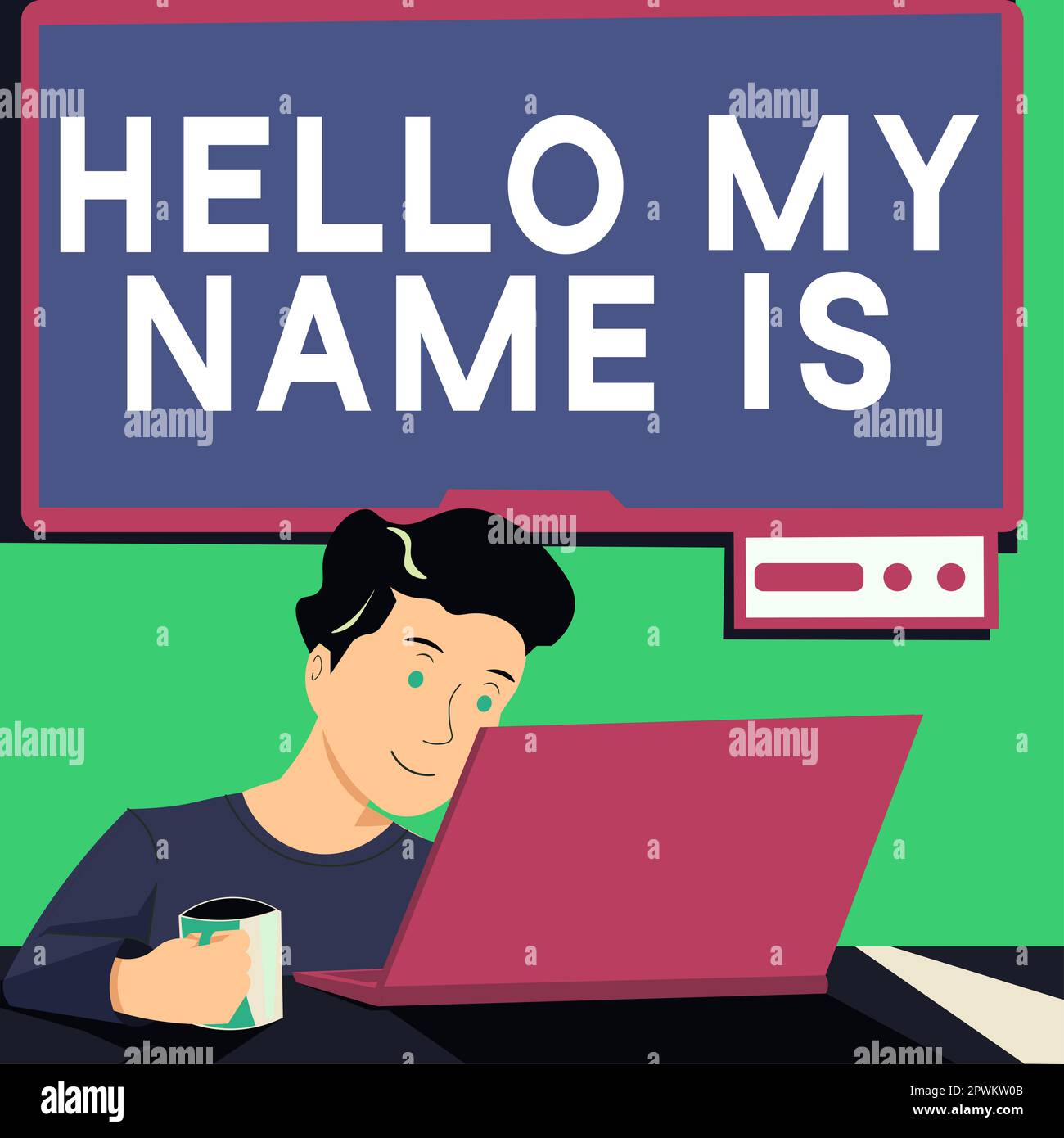 Hand writing sign Hello My Name Is, Business concept introducing ...