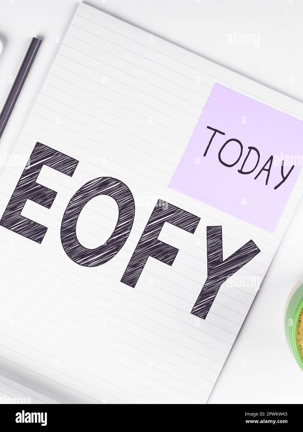 Text caption presenting Eofy, Concept meaning a mega sale held on an ...