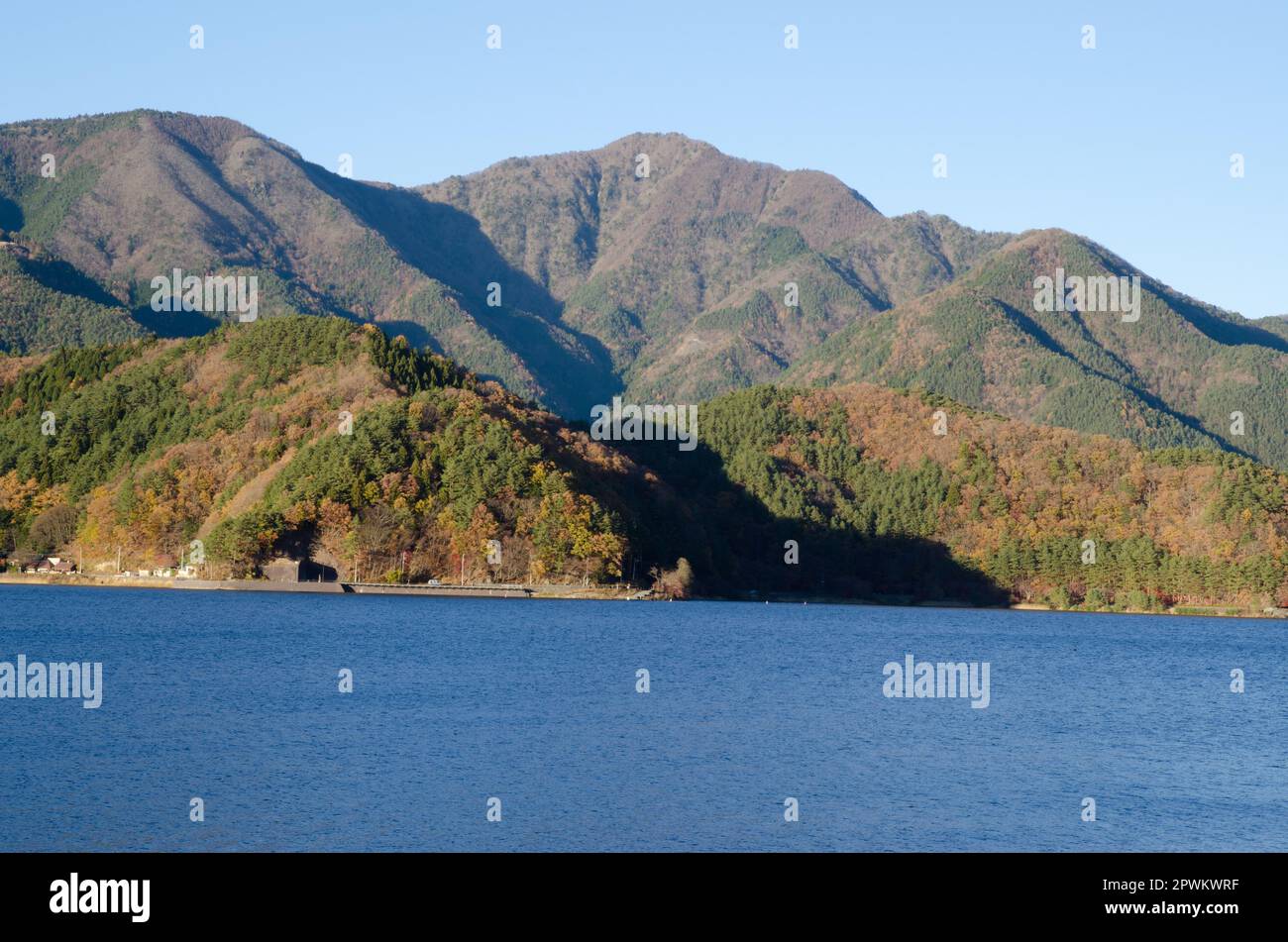 Hills next to Lake Kawaguchi. Fujikawaguchico. Yamanashi Prefecture ...