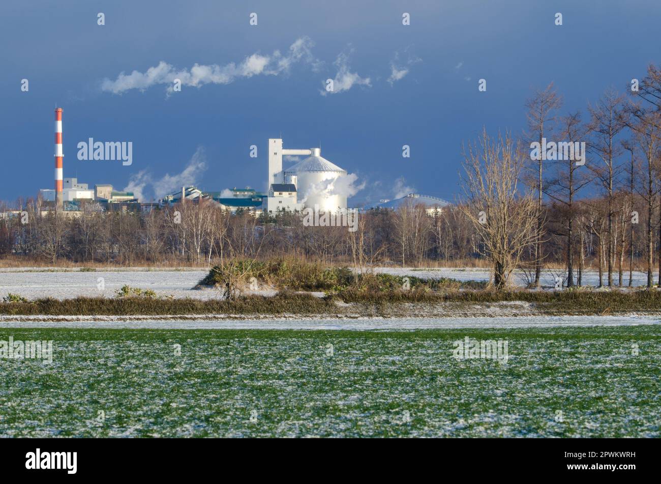 Wheat flour factory in a rural landscape. Kiyosato. Hokkaido. Japan ...