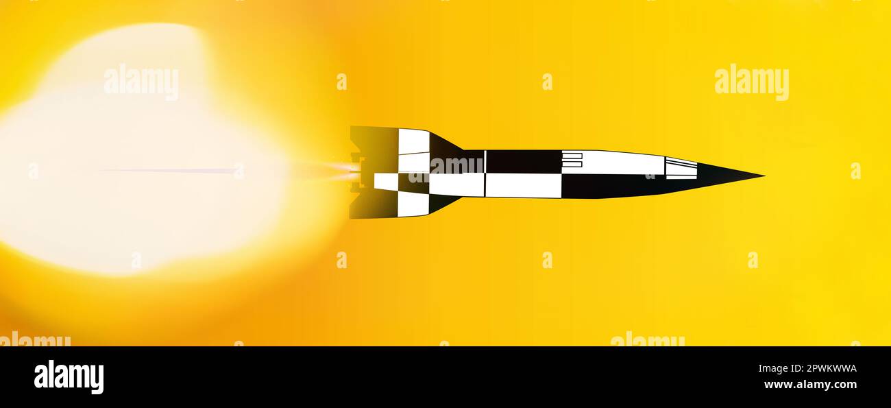 V2 German World War 2 Rocket launched over a yellow background Stock ...