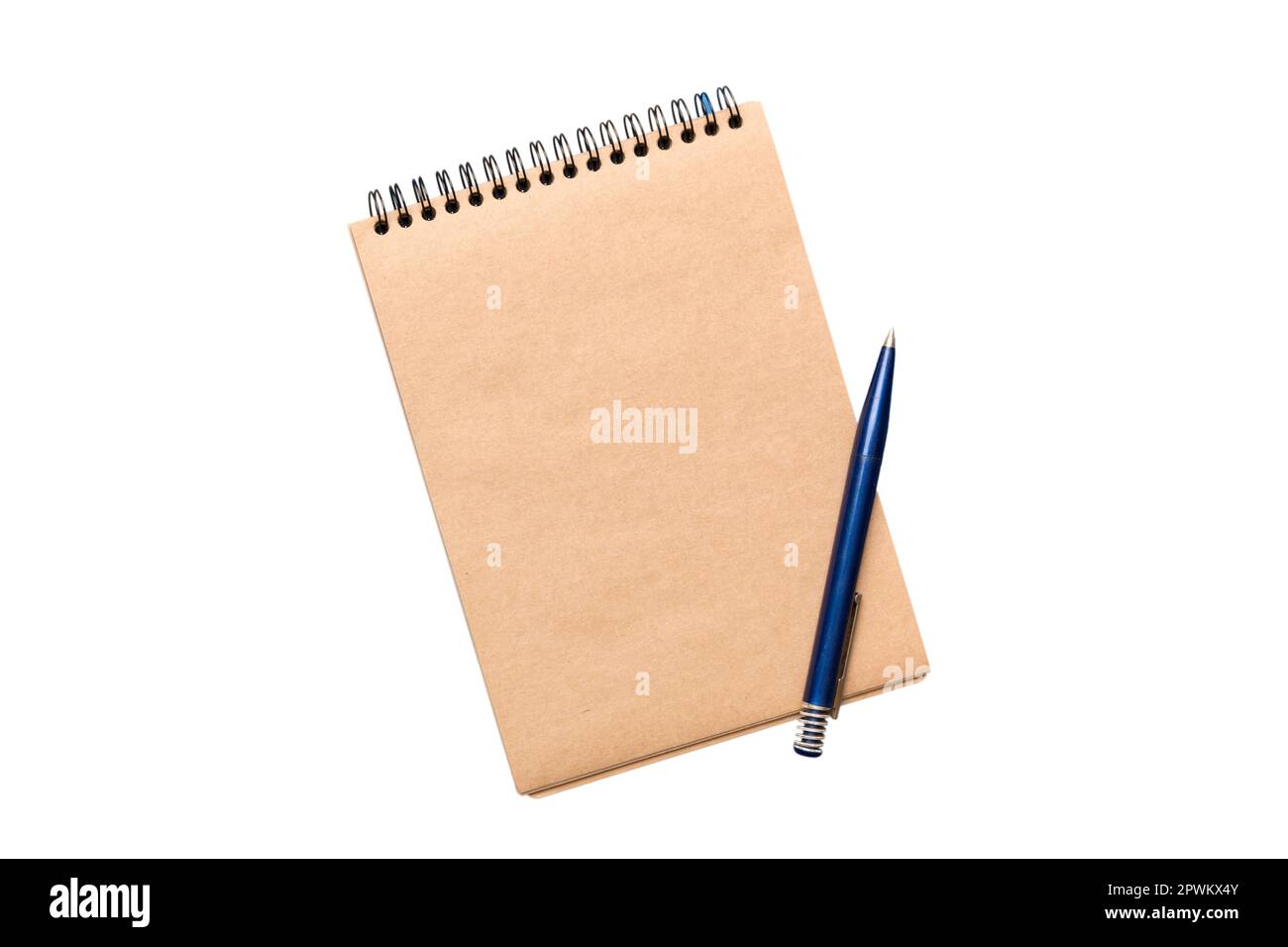 Top view of closed spiral blank recycled paper cover notebook with ...