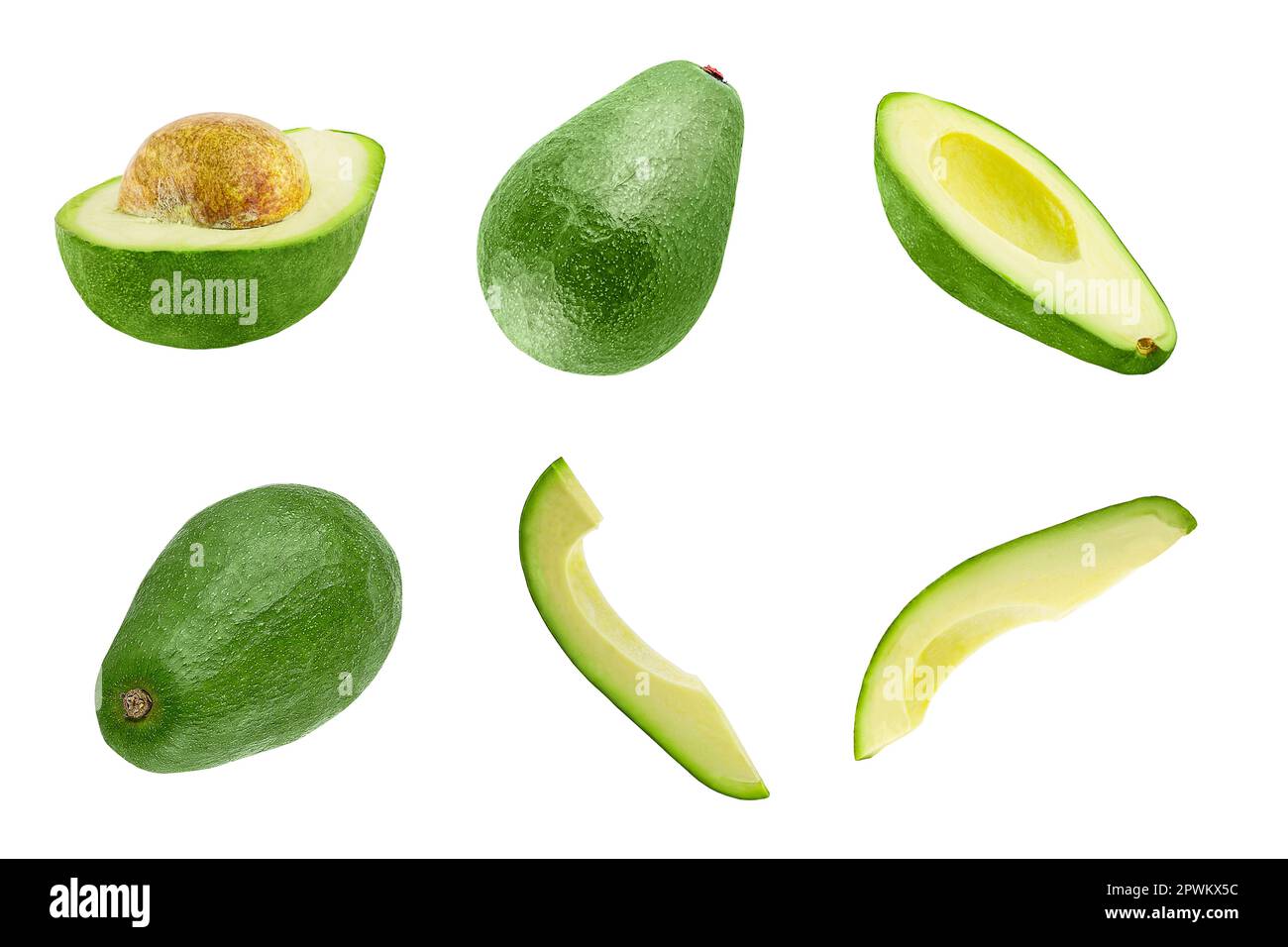 Isolated fruit collection. Six avocados isolated on white background ...