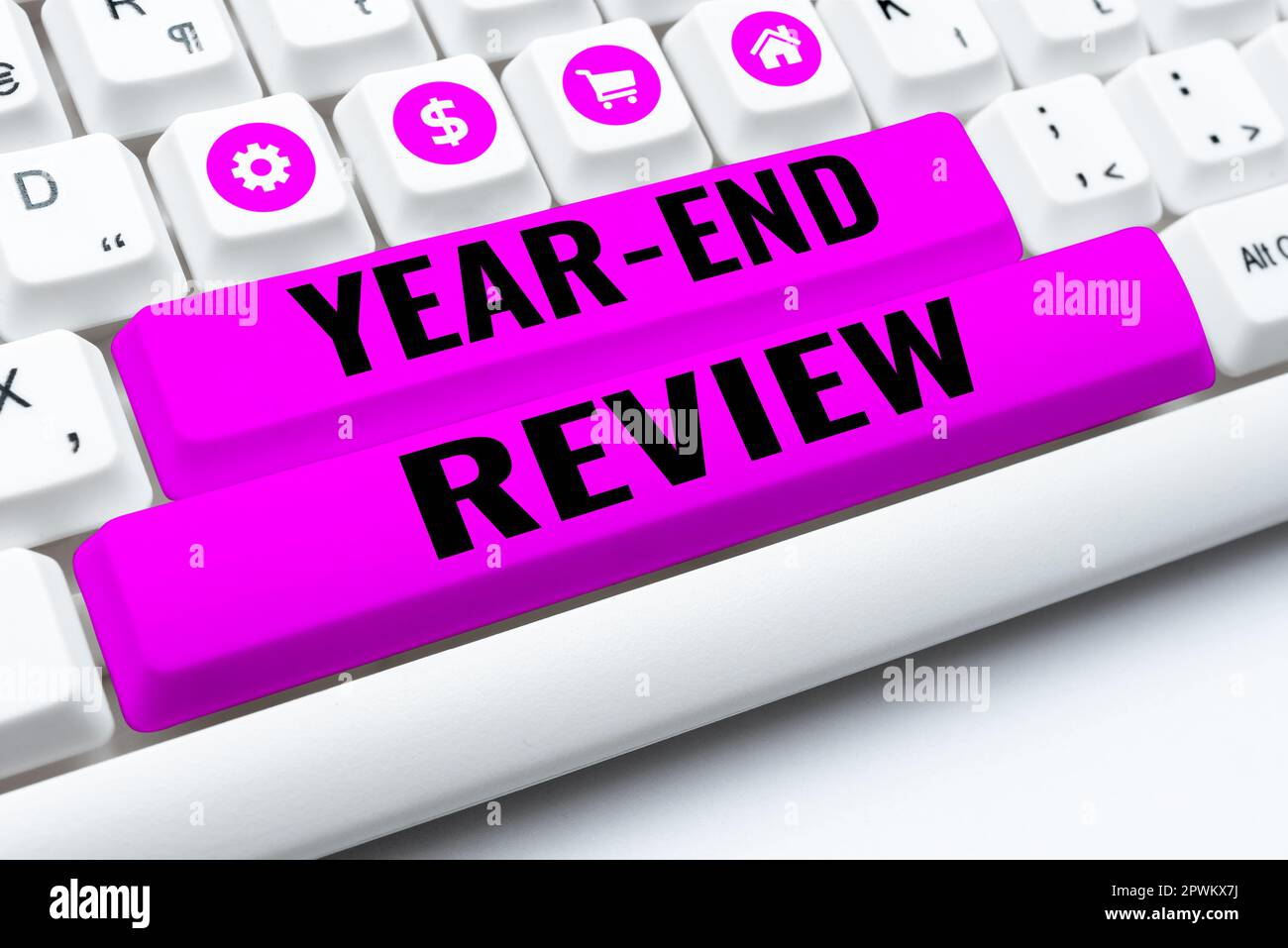 Text caption presenting Year End Review, Business showcase annual ...