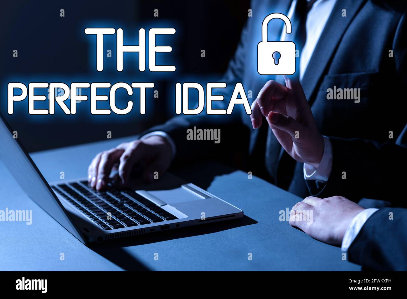 Conceptual display The Perfect Idea, Word for Exceptional thought or ...