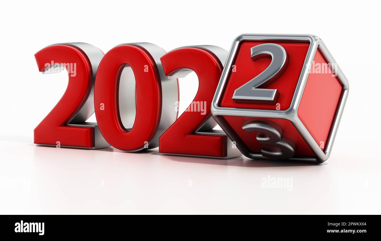 Year 2022 changing to year 2023. New year's eve concept. 3D ...