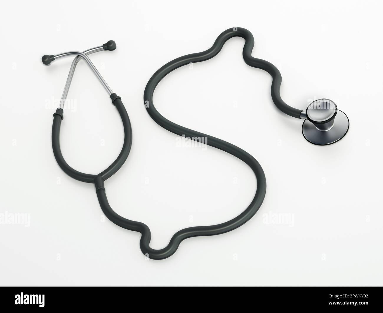 Stethoscope with Dollar symbol shaped cord. Medical costs and ...