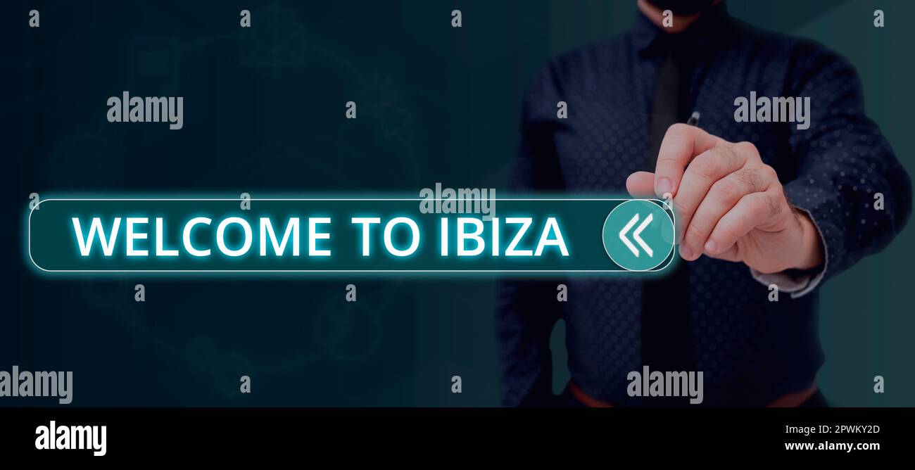 Text caption presenting Welcome to Ibiza, Internet Concept Warm ...