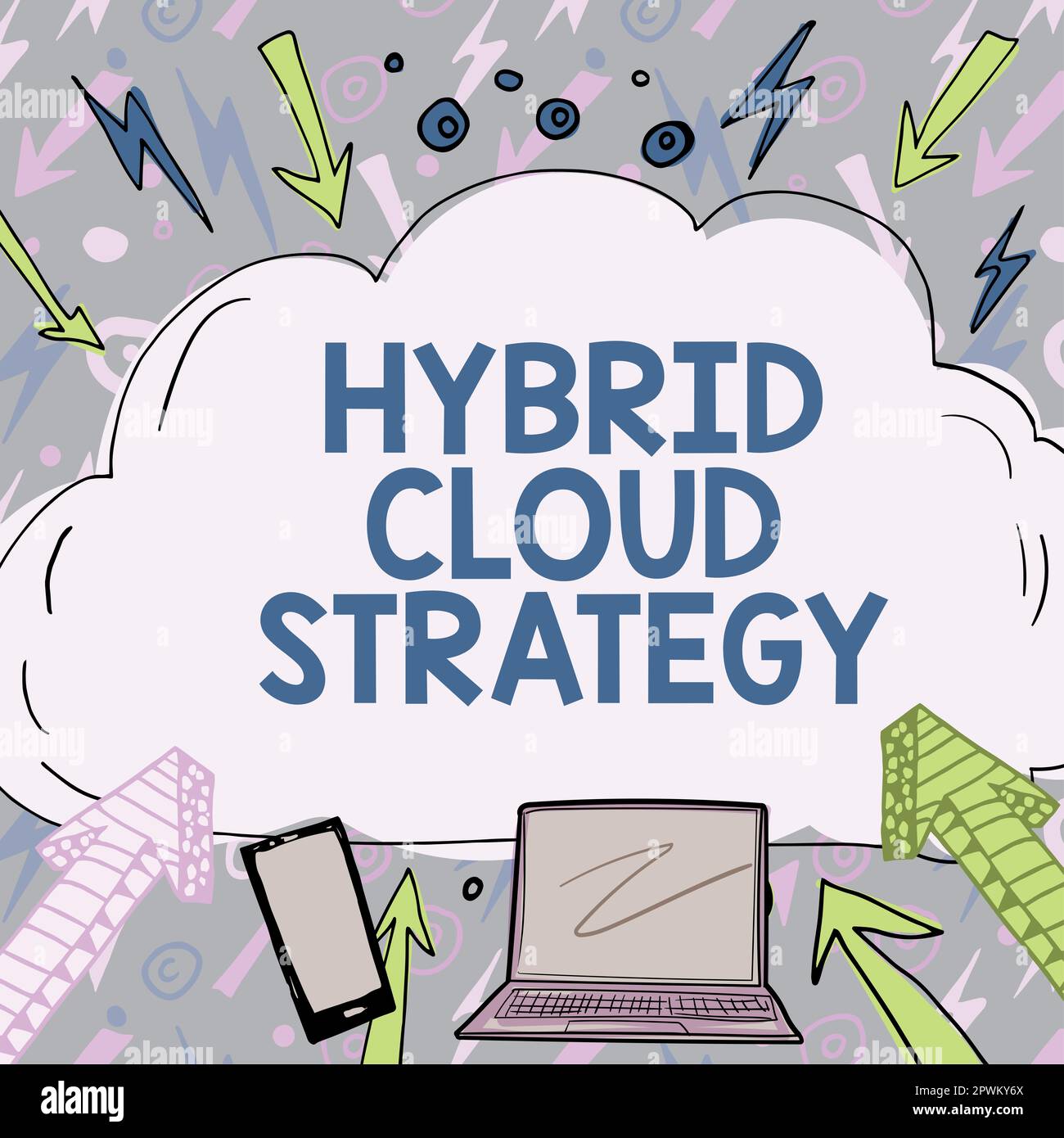 Conceptual caption Hybrid Cloud Strategy, Business concept Cloud ...