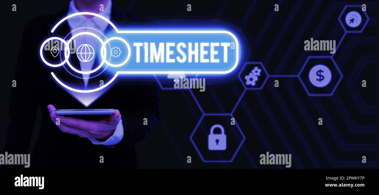 Hand writing sign Timesheet, Word for graphical representation of ...