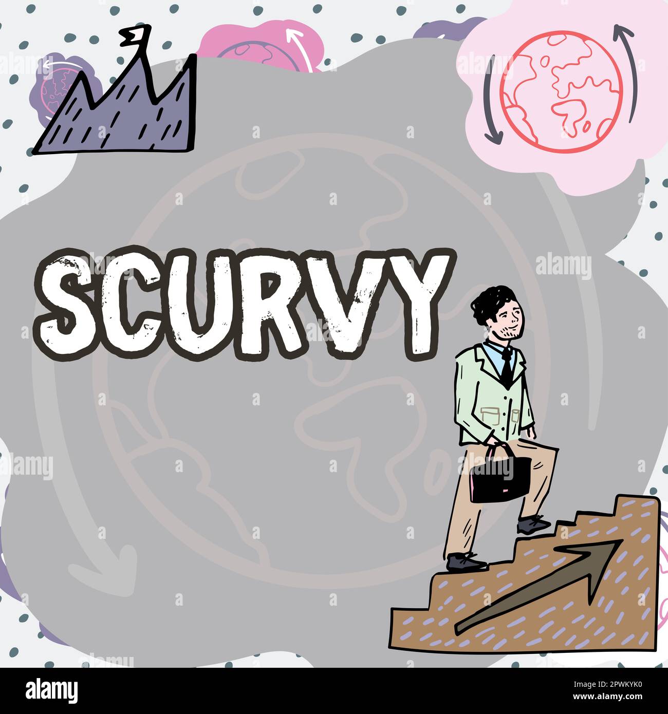 Text caption presenting Scurvy, Business concept disease caused by a ...