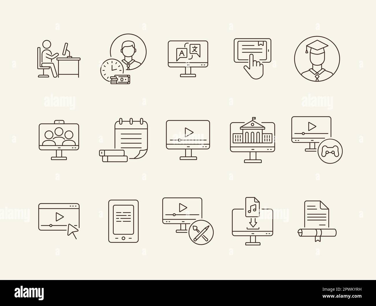Webinar line icon set Stock Vector Image & Art - Alamy