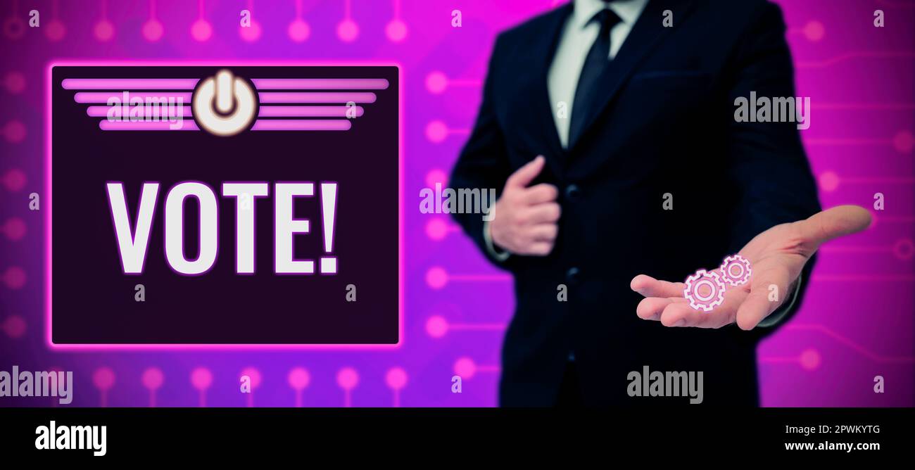 Conceptual display Vote, Business idea formal indication choice between ...