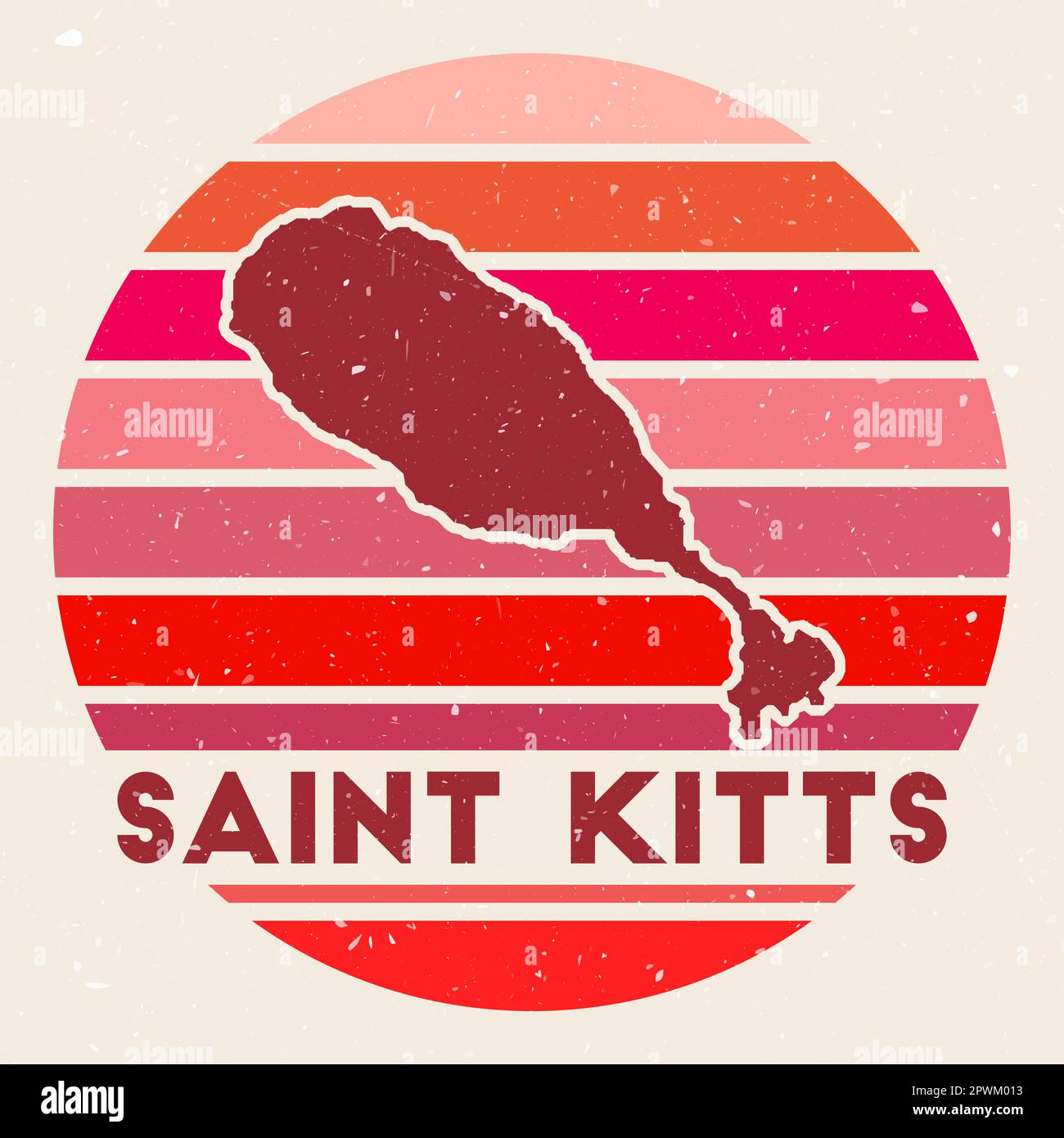 Saint Kitts logo. Sign with the map of the island and colored stripes ...