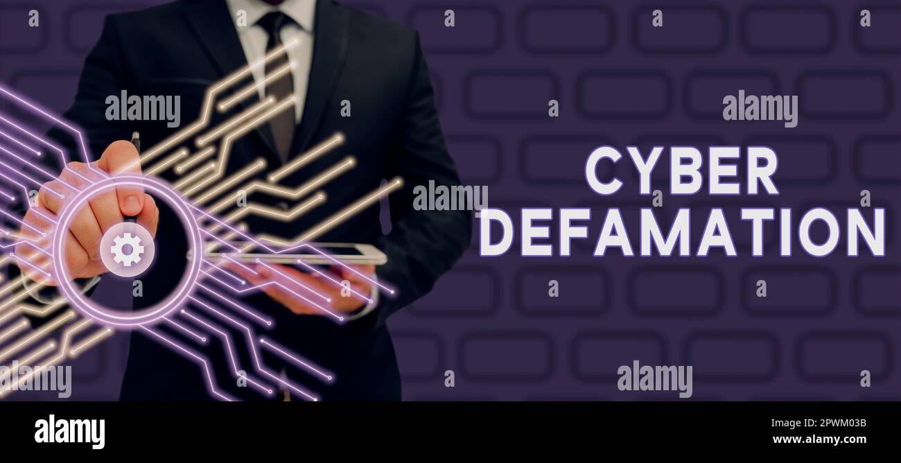 Handwriting text Cyber Defamation, Conceptual photo slander conducted ...